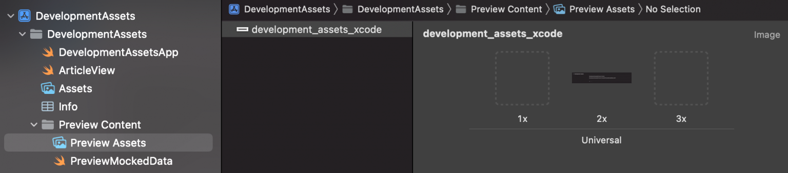 Development Assets in Xcode to enrich SwiftUI Previews