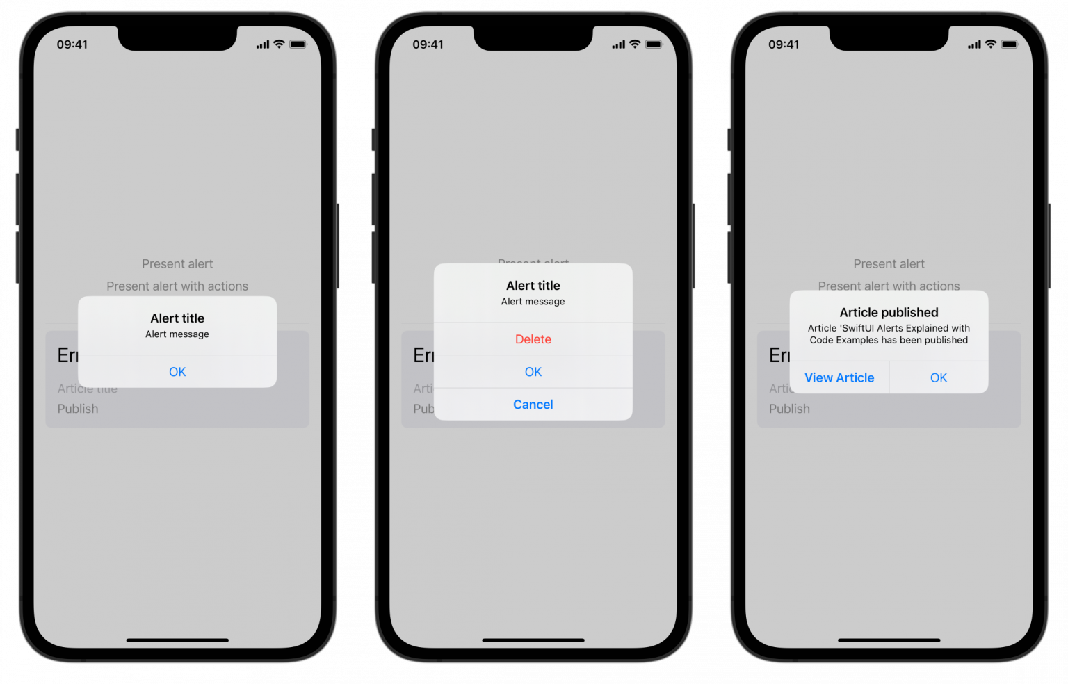SwiftUI Alert Guide + Code Examples - SwiftLee