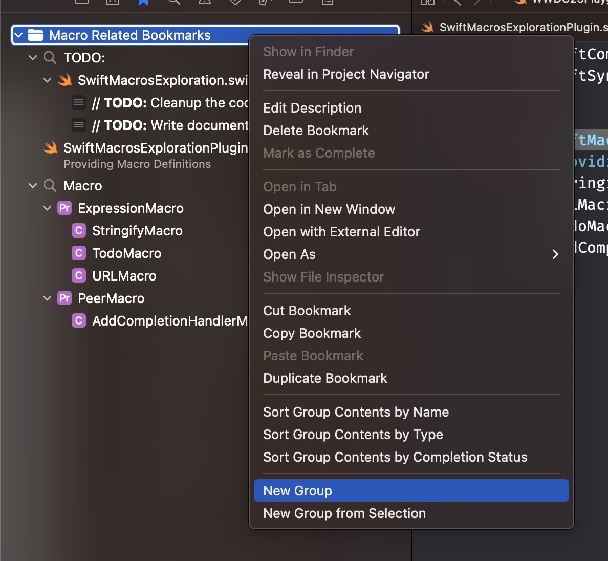 Xcode Bookmarks: Save code landmarks & organize tasks