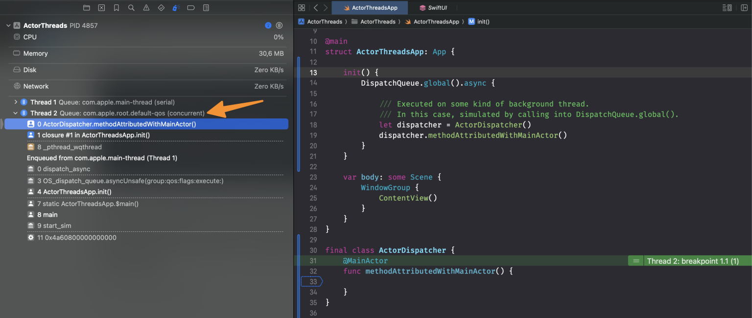 Thread dispatching and Actors: understanding execution - SwiftLee